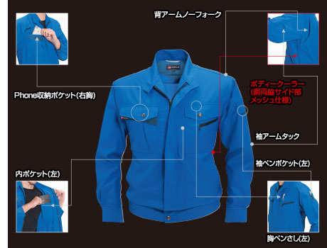 【楽天市場】7061 長袖ブルゾン BURTLE バートル 春夏作業服 作業着 【社名刺繍無料】 ワーク ユニフォーム S～5L ポリエステル80％・綿20％ 日本製 防汚加工・超吸汗速乾 ...