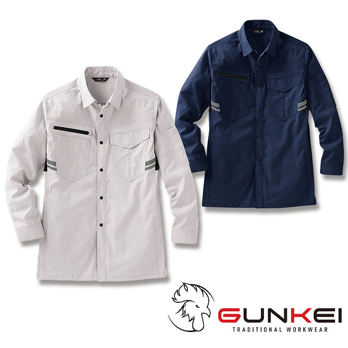 【楽天市場】GK12409 春夏用長袖シャツ サンエス SUN-S GUNKEI 作業服 作業着 社名刺繍無料 JIS規格制電 ストレッチ SS～6L ポリエステル90％・綿10％ 強撚 ...