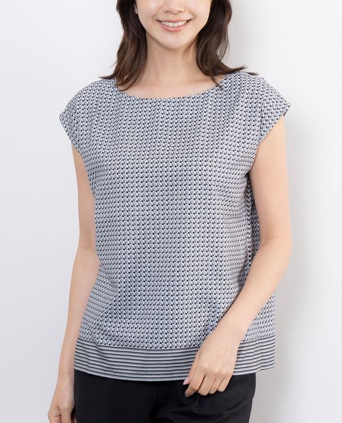 【楽天市場】【30%OFF】《【セットアップ対応】 幾何柄 半袖 ブラウス 》レディーストップス セットアップ フレンチスリーブ プルオーバー ...