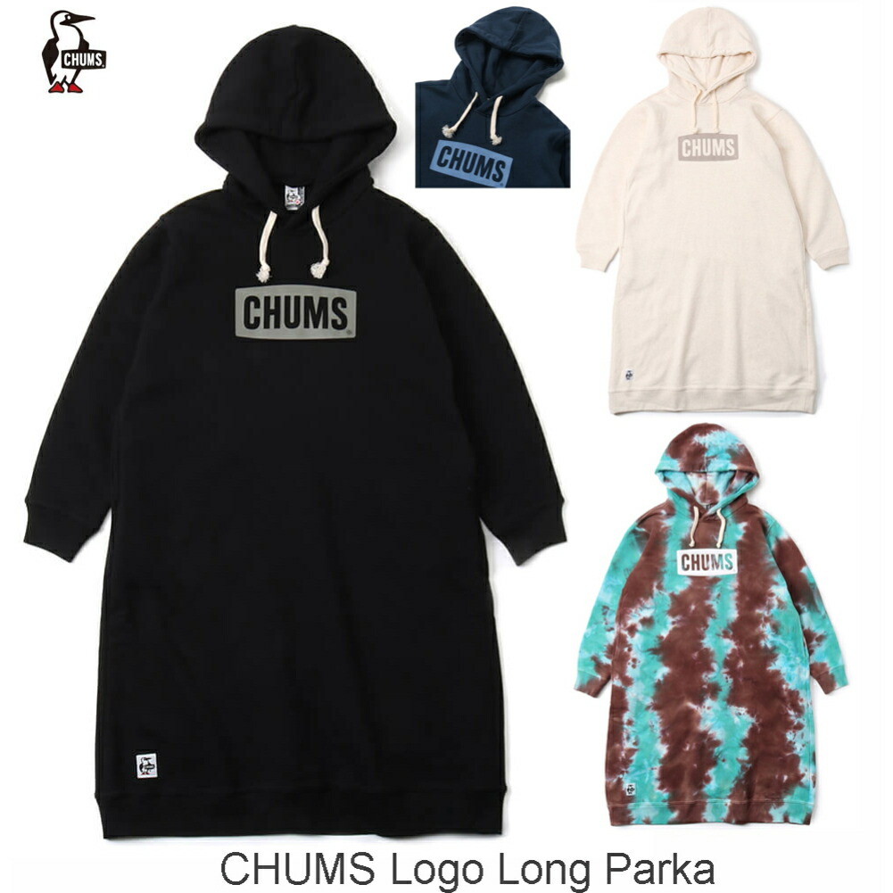 【楽天市場】CHUMS チャムス CHUMS Logo Long Parka チャムスロゴ ロングパーカーワンピース CH18-1175 ...