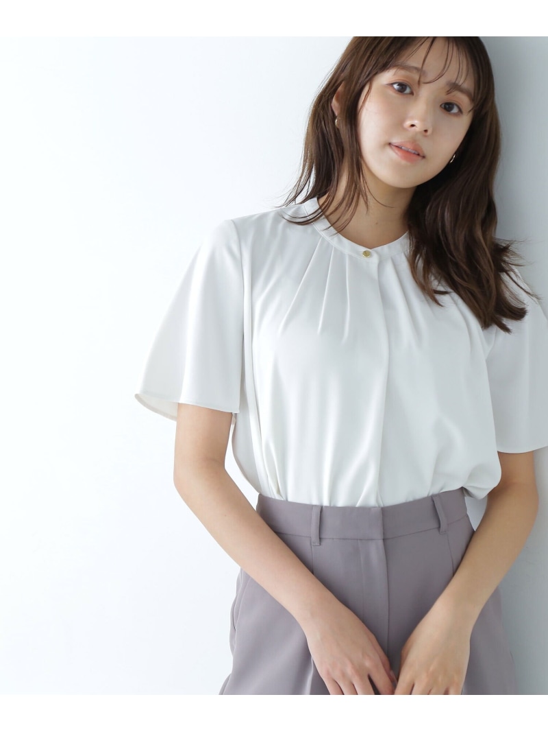 【楽天市場】フロントタックフレアスリーブブラウス NATURAL BEAUTY BASIC ナチュラルビューティベーシック トップス シャツ・ブラウス グレー ブルー ホワイト【送料無料 ...