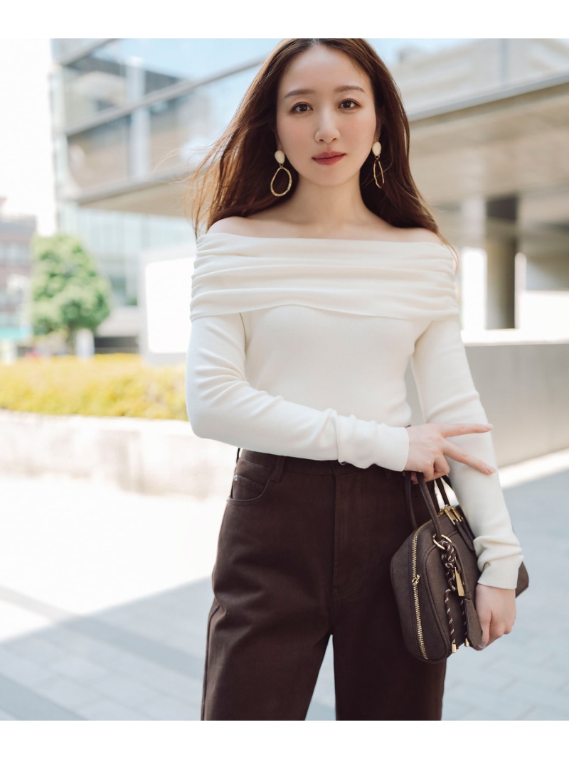 【楽天市場】オフショルコンパクトニット NATURAL BEAUTY BASIC ナチュラルビューティベーシック トップス ニット ホワイト ブラック ブラウン【送料無料】[Rakuten ...
