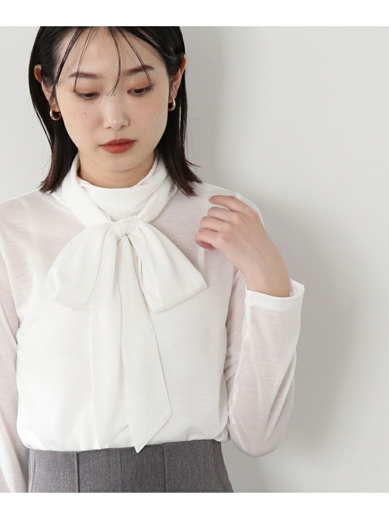【楽天市場】【SALE／50%OFF】シアーボウタイカットソー NATURAL BEAUTY BASIC ナチュラルビューティベーシック トップス カットソー・Tシャツ ブルー ホワイト ...
