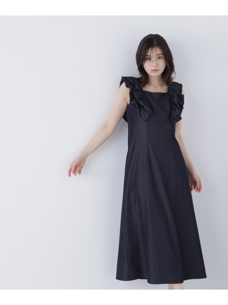 【楽天市場】シャンブレーバブルフリルワンピース NATURAL BEAUTY BASIC ナチュラルビューティベーシック ワンピース・ドレス ワンピース ネイビー【送料無料】[Rakuten ...