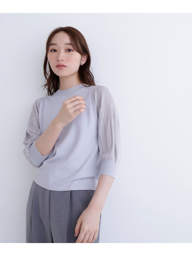 【楽天市場】プリーツスリーブニット NATURAL BEAUTY BASIC ナチュラルビューティベーシック トップス ニット グレー【先行予約】*【送料無料】[Rakuten Fashion ...