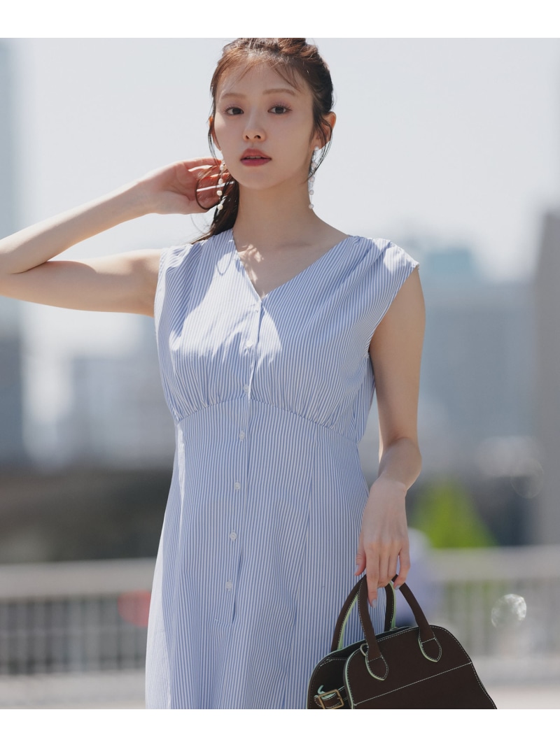 【楽天市場】Vネックストライプワンピース NATURAL BEAUTY BASIC ナチュラルビューティベーシック ワンピース・ドレス ワンピース ベージュ ブルー【送料無料】[Rakuten ...