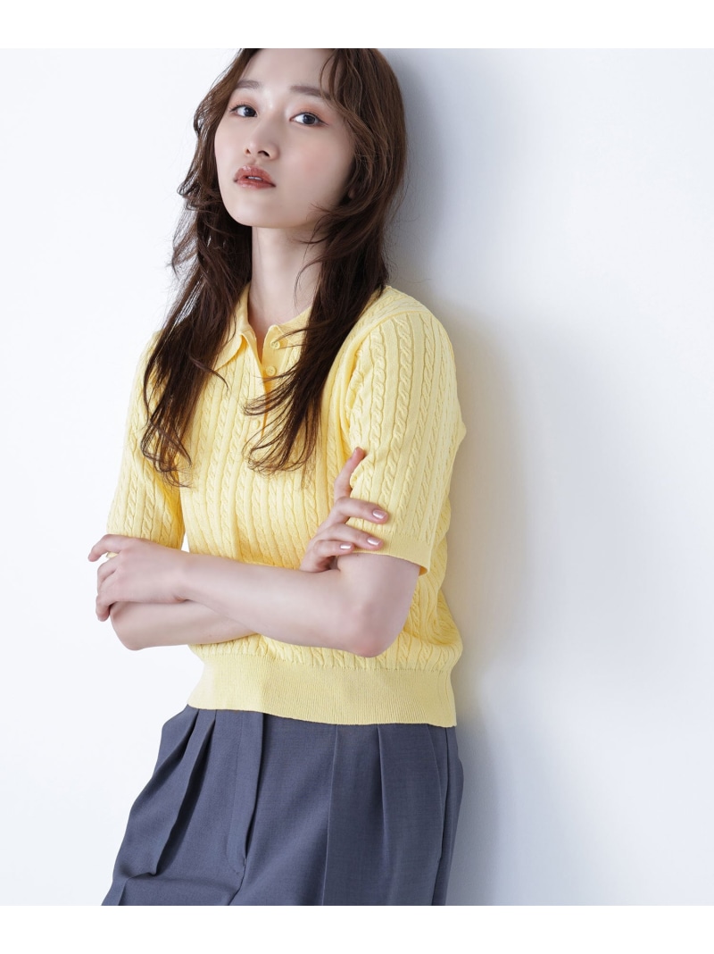 【楽天市場】ケーブルポロニット NATURAL BEAUTY BASIC ナチュラルビューティベーシック トップス ニット ホワイト レッド イエロー ネイビー【送料無料】[Rakuten ...