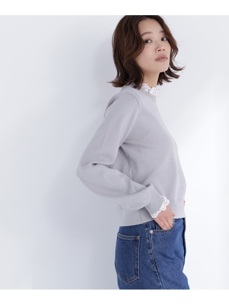 【楽天市場】レースフリルドッキングニット NATURAL BEAUTY BASIC ナチュラルビューティベーシック トップス ニット ネイビー ...