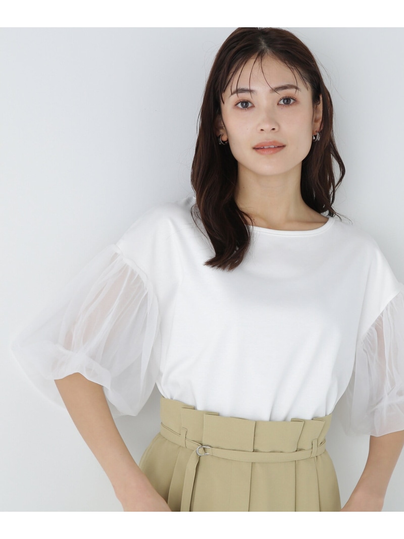 【楽天市場】【SALE／10%OFF】チュールドッキングカットソー NATURAL BEAUTY BASIC ナチュラルビューティベーシック トップス カットソー・Tシャツ ブラック ホワイト ...