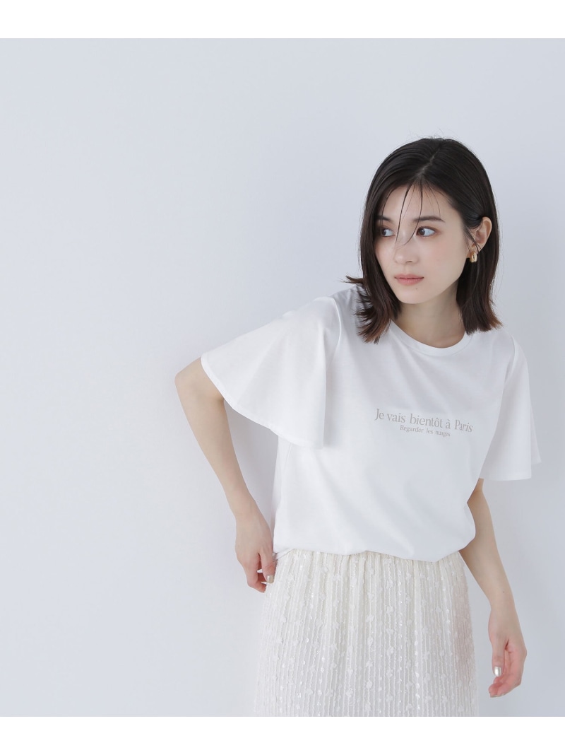 【楽天市場】フレアスリーブロゴTシャツ NATURAL BEAUTY BASIC ナチュラルビューティベーシック トップス カットソー・Tシャツ ベージュ ネイビー ホワイト【送料無料 ...