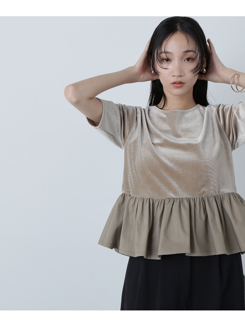 【楽天市場】ベロアドッキングペプラムトップス NATURAL BEAUTY BASIC ナチュラルビューティベーシック トップス カットソー・Tシャツ ブラック グレー【送料無料 ...