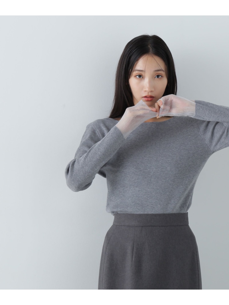【楽天市場】シアーラメカフスリブニット 24AW NATURAL BEAUTY BASIC ナチュラルビューティベーシック トップス ニット グレー ホワイト ブラック【送料無料 ...