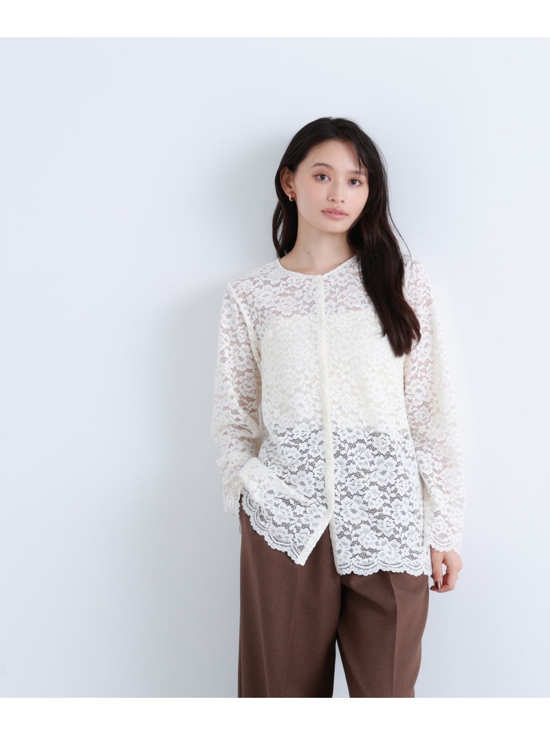 【楽天市場】レースブラウス NATURAL BEAUTY BASIC ナチュラルビューティベーシック トップス シャツ・ブラウス ホワイト ブラウン【先行予約】*【送料無料】[Rakuten ...