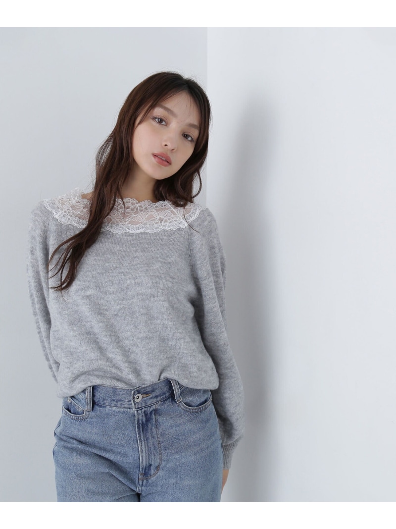 【楽天市場】【SALE／50%OFF】レーストリミングニット 24AW NATURAL BEAUTY BASIC ナチュラルビューティベーシック トップス ニット ブラック ホワイト【RBA ...