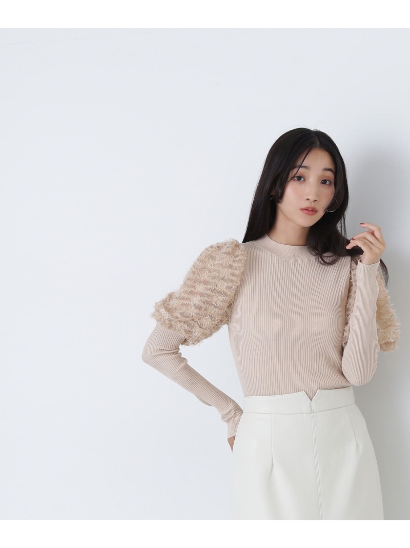 【楽天市場】【SALE／30%OFF】チュールパフスリーブニット 24AW NATURAL BEAUTY BASIC ナチュラルビューティベーシック トップス ニット ベージュ ブラック ...