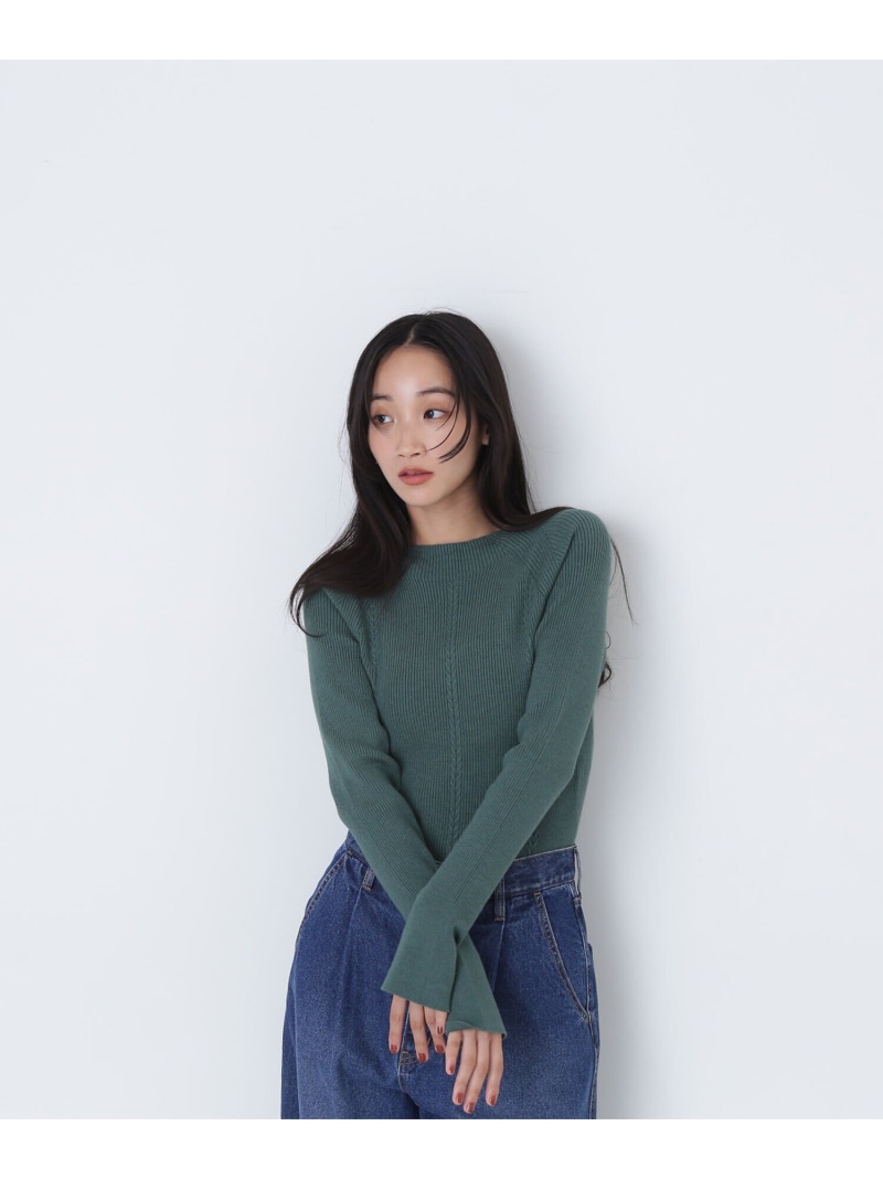 【楽天市場】【SALE／30%OFF】ミニケーブルラインリブニット 24AW NATURAL BEAUTY BASIC ナチュラルビューティベーシック トップス ニット グリーン ホワイト ...