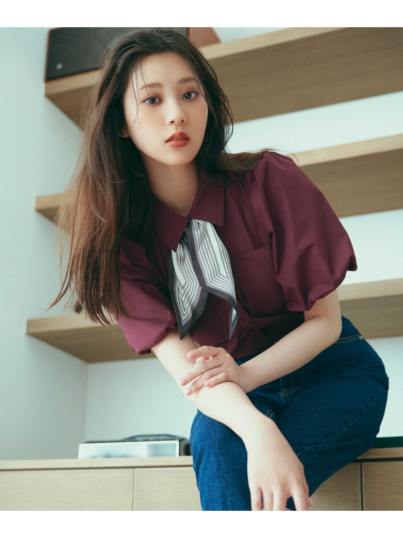 【楽天市場】スカーフ付バルーンスリーブシャツ NATURAL BEAUTY BASIC ナチュラルビューティベーシック トップス シャツ・ブラウス ホワイト ネイビー【送料無料 ...