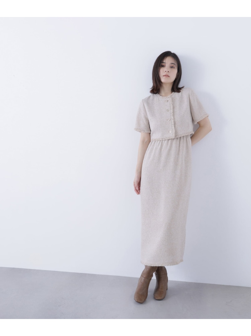 【楽天市場】ツイードジャケット&ナローワンピース NATURAL BEAUTY BASIC ナチュラルビューティベーシック ワンピース・ドレス ワンピース ブラック ベージュ【送料無料 ...