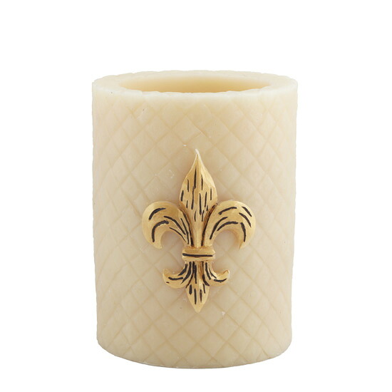 【楽天市場】Natural Light Candle (ナチュラルライトキャンドル)6インチ エンボス フルールドリス リセスド ピラー ...