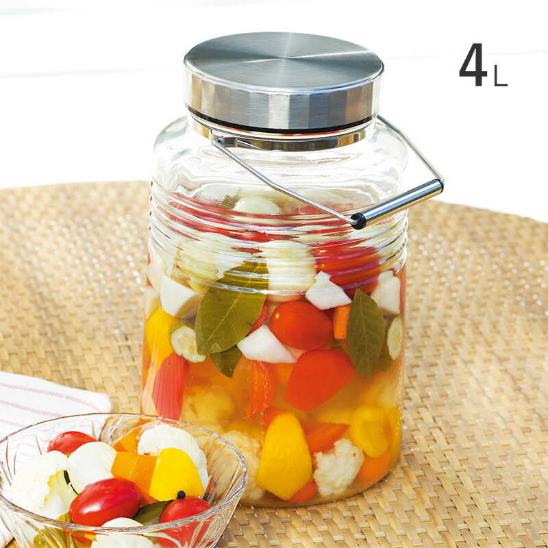 【楽天市場】ADERIA アデリア MCコンテナー 4L 保存瓶 日本製 蓋付 おしゃれ ガラス 保存容器 密閉 保存ビン 手作り 果実酒 ...