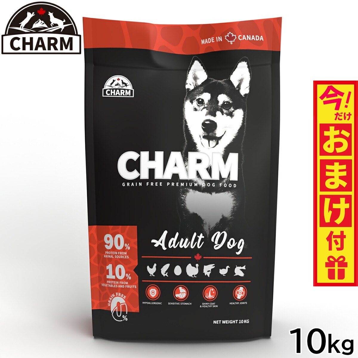 【楽天市場】チャーム CHARM ドッグフード アダルトドッグ 成犬用 穀物不使用 10kg【送料無料】 正規品 無添加 グレインフリー：ドッグニール