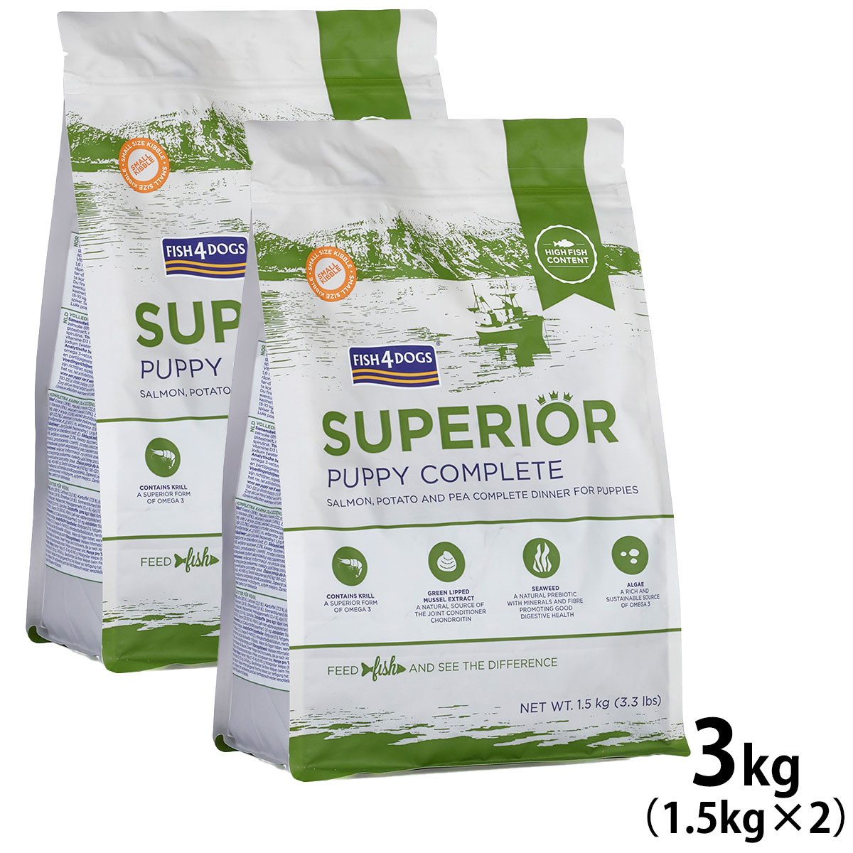 【楽天市場】フィッシュ4ドッグ FISH 4 DOGS スーペリア パピー 3kg（1.5kg×2）【送料無料】 無添加 ドッグフード 子犬用 ...