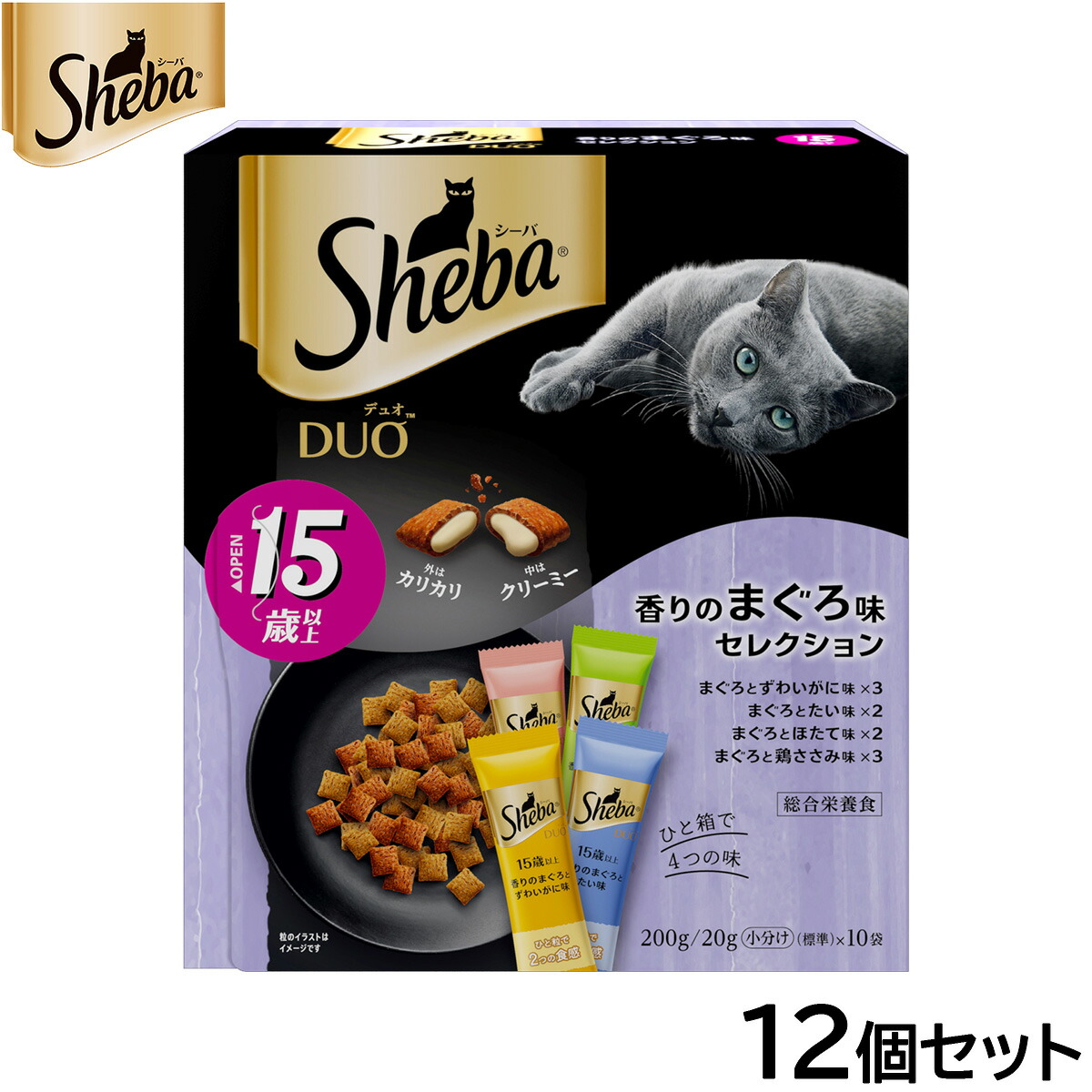 【楽天市場】シーバ キャットフード 15歳以上 デュオ ひと箱で4つの味 香りのまぐろ味セレクション 200g×12個セット【送料無料】 ねこ ...