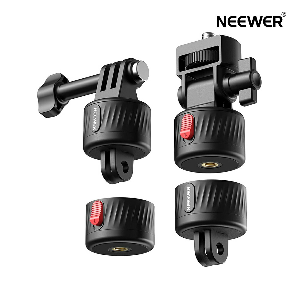 【楽天市場】NEEWER 磁気クイックリリース三脚マウントアダプターセット ABS製 アクションカメラマウント POV撮影用 Hero 13 12 11 Max DJI Osmo Action ...