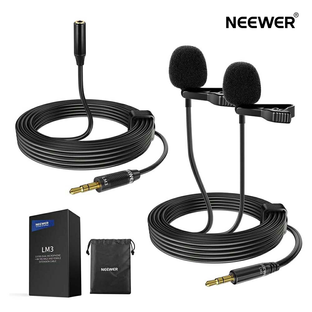 【楽天市場】【P10倍+15%引クーポン】NEEWER 2m デュアルマイク ラベリア ラペルマイク クリップオン 全方向性 有線マイク 3 ...
