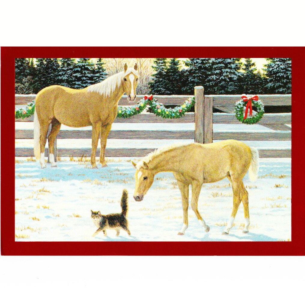 【楽天市場】【パーシス・クレイトン・ウエアース】猫と馬のクリスマスカード 雪の牧場：猫グッズMIMIKOBO