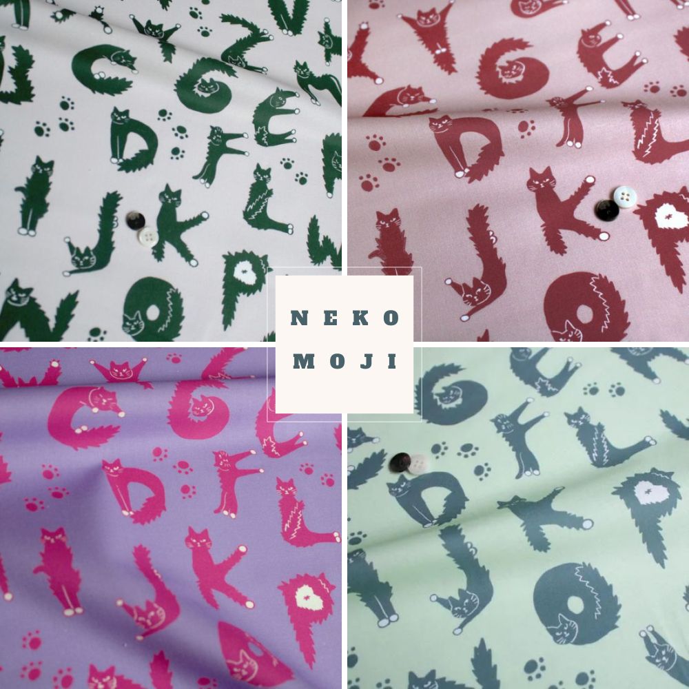 【楽天市場】猫柄生地 nora. NEKOMOJI （50cm単位）：猫グッズMIMIKOBO