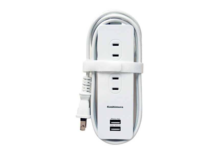 【楽天市場】AC電源タップ(1.2mコード付き) USB-A 2ポート合計3A/ACコンセント4口合計1400Wまで対応コード固定用バンド付 ...
