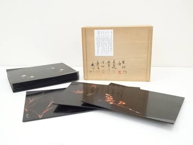 【楽天市場】【中古】【漆器】作家七名合作 草花絵替り折敷膳10枚(共箱)【送料無料】食器 おしゃれ トレイ トレー お盆 おぼん お膳 おぜん 料理 本膳 食膳 食卓 テーブルウェア:お茶道具
