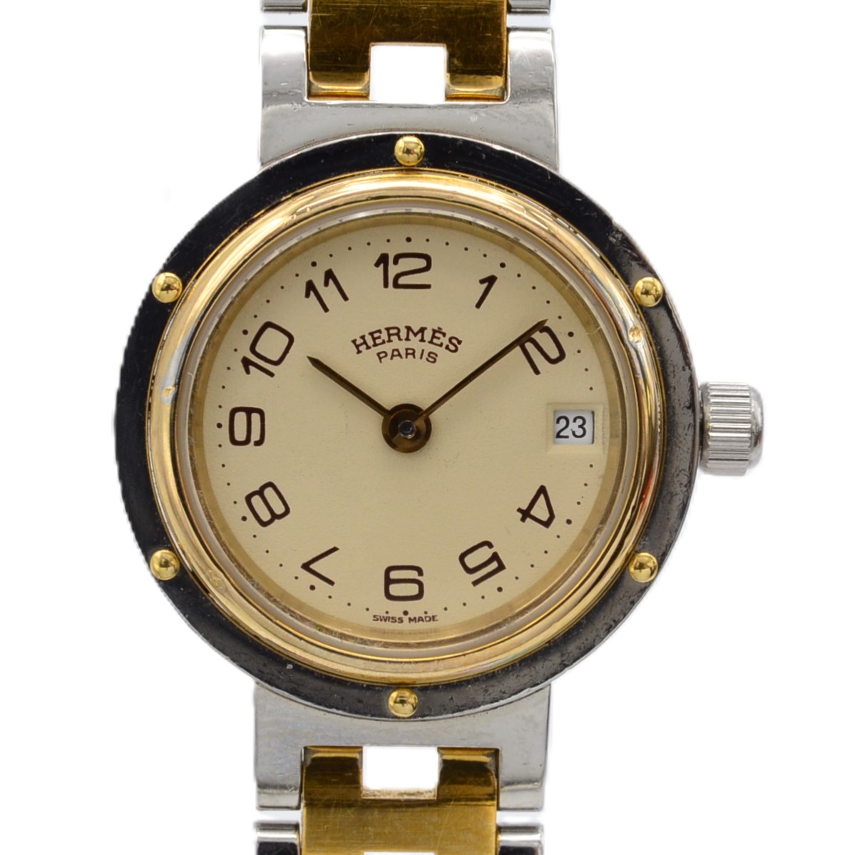【楽天市場】HERMES エルメス クリッパー クォーツ QZ GP×SS アイボリー文字盤 ヴィンテージ レディース腕時計 【中古】：Clockwise【クロックワイズ】