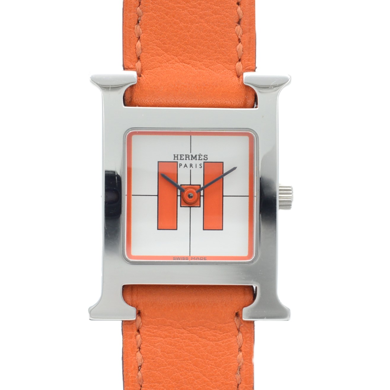 【楽天市場】HERMES エルメス Hウォッチ HH1.210 クォーツ QZ SS×革 オレンジ スクエア ヴィンテージ レディース腕時計 【中古】【美品】：Clockwise【クロックワイズ】