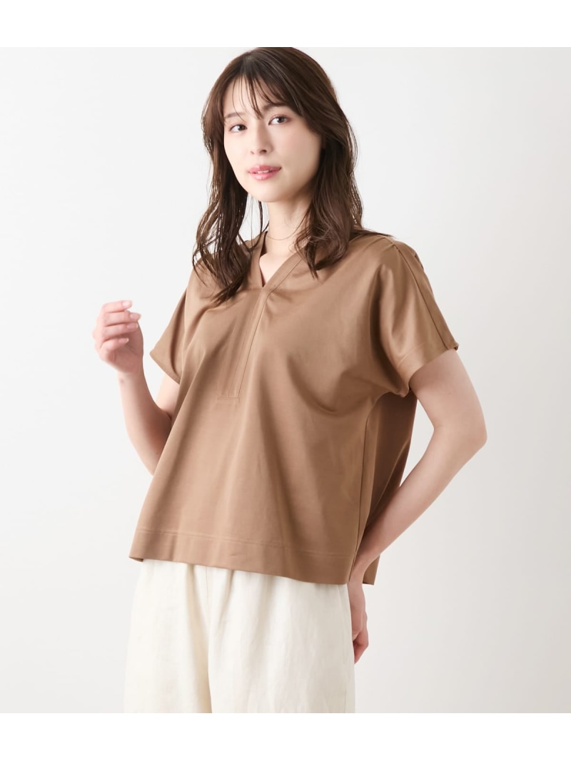 【楽天市場】【接触冷感】ハイツイストツイル Vネック半袖プルオーバー NEWYORKER WOMEN ニューヨーカー トップス カットソー・T ...