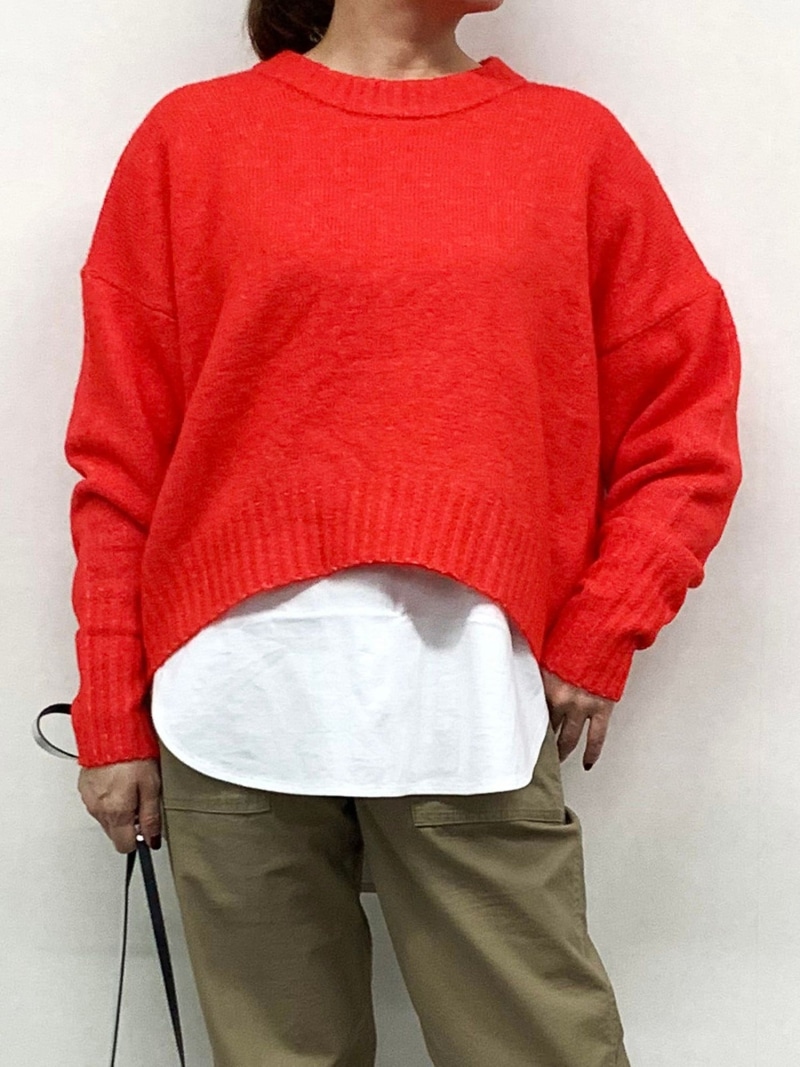 【楽天市場】【SALE／50%OFF】ショートワイドクルーネックニット Grand PARK NICOLE ニコル トップス ニット レッド ...
