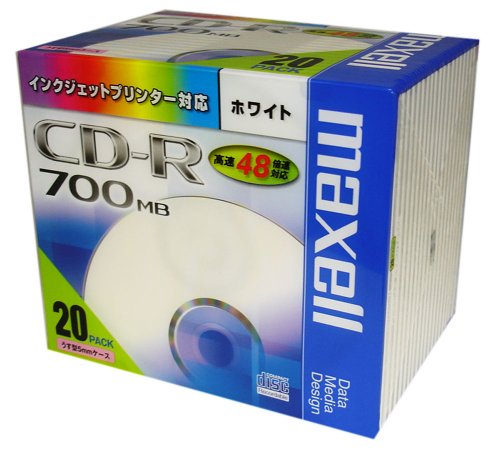 【楽天市場】maxell データ用 CD-R 700MB 48倍速対応 インクジェットプリンタ対応ホワイト20枚 5mmケース入 CDR700S. 送料 無料：nikkori store