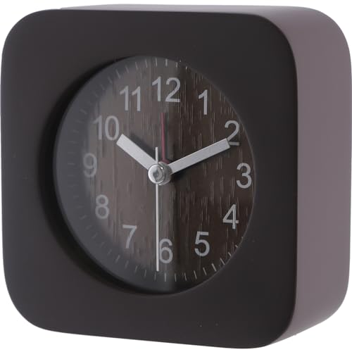 【楽天市場】置き時計 目覚まし時計 アナログ 幅10.2c ブラウン 天然木 静音式 アラーム付き ライト付 卓上 スクエア ウッド ...
