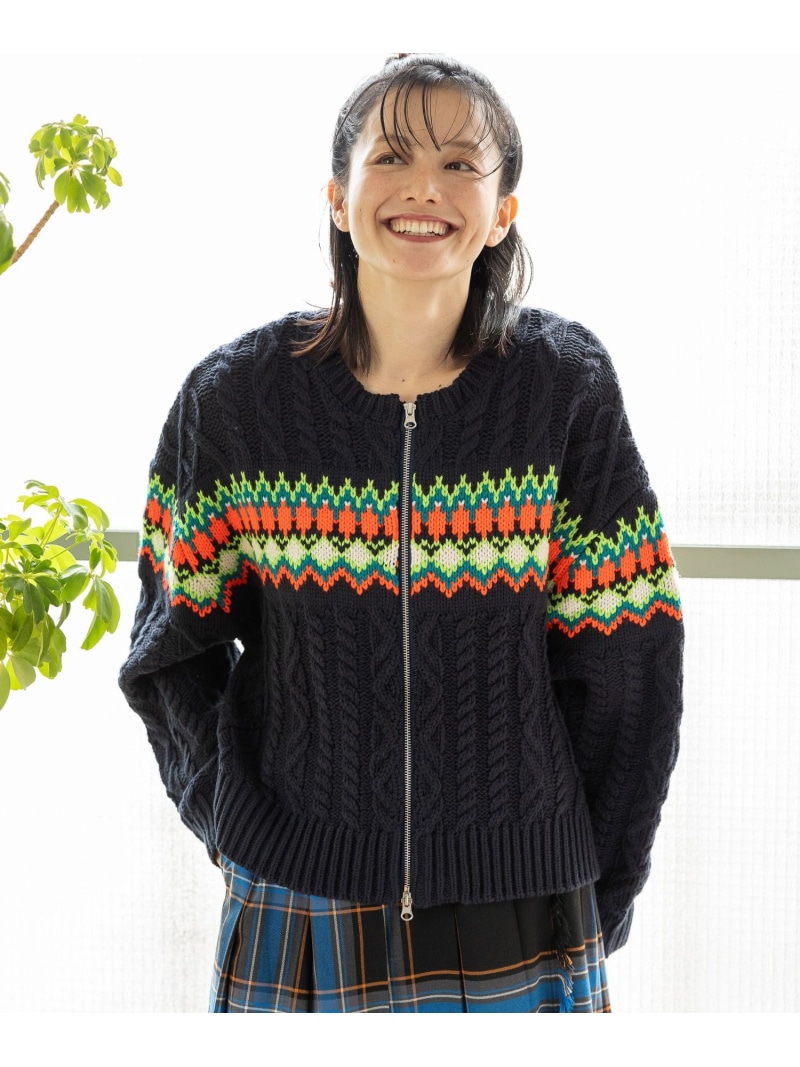 【楽天市場】【SALE／40%OFF】ネオンノルディックZIPカーディガン niko and ... ニコアンド トップス カーディガン ホワイト グレー ネイビー【RBA_E】【送料無料 ...