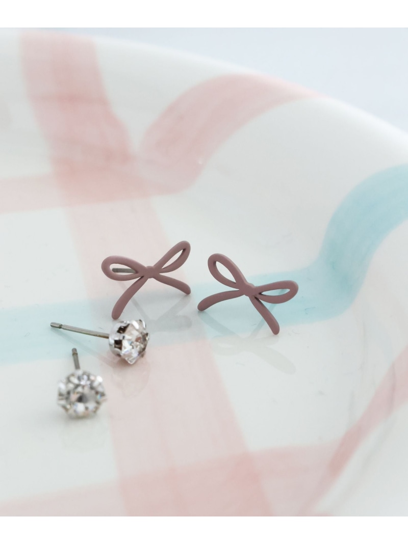 【楽天市場】ミニリボン2SETピアス[tiny tiny(ティニーティニー)] tiny tiny ニコアンド アクセサリー・腕時計 ピアス ブラック ピンク[Rakuten Fashion ...