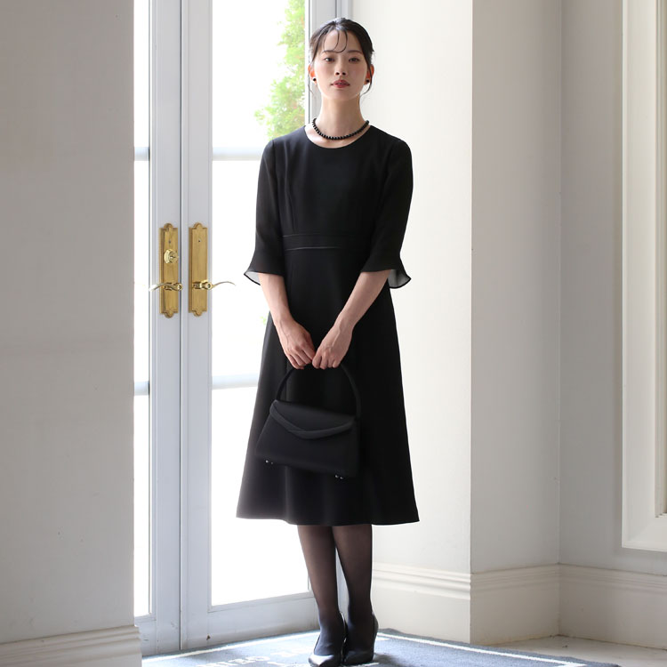 【石原さとみさん ドラマ着用】 喪服 レディース ブラックフォーマル 礼服 スーツ ワンピース ロング丈 洗える 大きいサイズ 40代 50代 7号 9号 11号 13号 15号 NGR-2104 石原さとみさん ドラマ着用】 喪服 レディース ブラックフォーマル