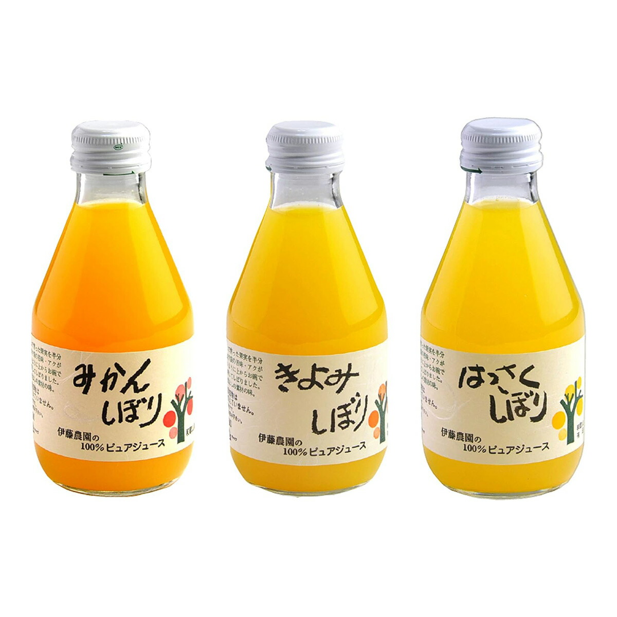 【楽天市場】[伊藤農園] 飲料・茶 和歌山 「伊藤農園」 100％柑橘ジュース 180ml×3本セット(みかん、きよみ、はっさく 各1本) /オレンジジュース みかんジュース ギフト ...