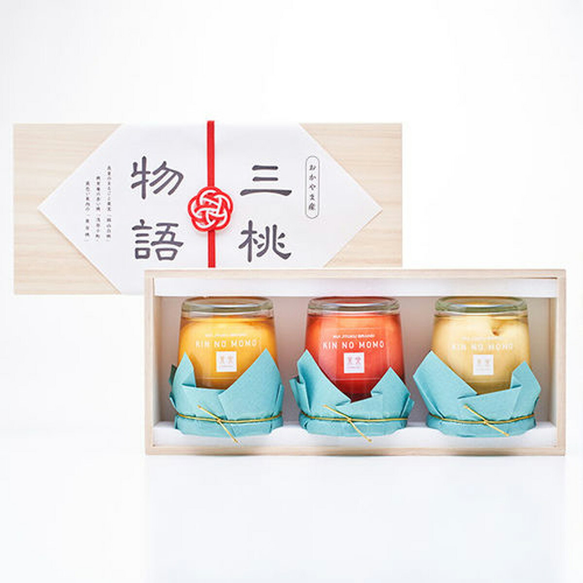 【楽天市場】もも [果樂] 金の桃・三桃物語（KIN NO MOMO）おかやま白桃2種/黄金桃 固形量170g×3 内容総量370g×3 /岡山県産 白桃 赤桃 黄桃 果物詰め合わせ 贈り物 ...