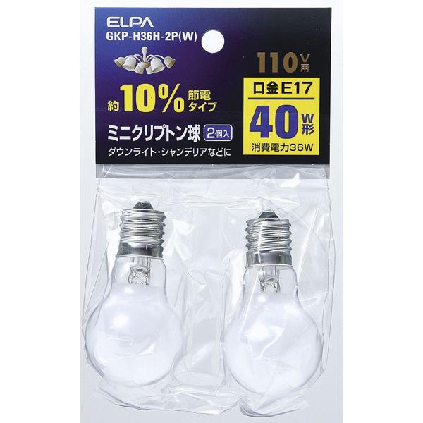 【楽天市場】エルパ ELPA ミニクリプトン球 GKP-H36H-2P(W)：ニシムタ 楽天市場店