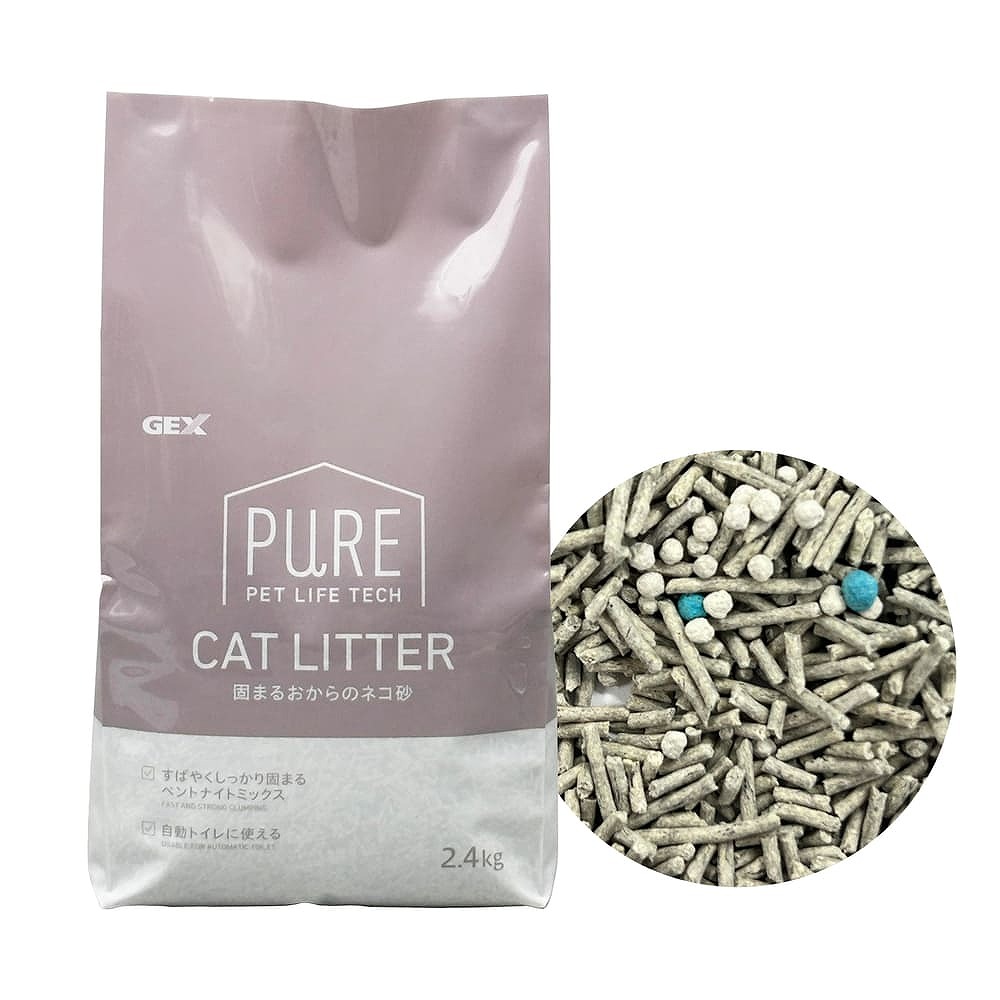 【楽天市場】ジェックス GEX PURE 固まるおからのネコ砂 2.4kg：ニシムタ 楽天市場店