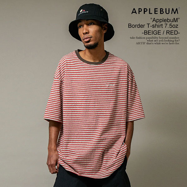 【楽天市場】アップルバム APPLEBUM ”ApplebuM” Border T-shirt 7.5oz -BEIGE/RED ...