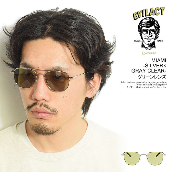 【楽天市場】イーブルアクト アイウェア EVILACT EYEWEAR MIAMI -SILVER×GRAY CLEAR- / グリーンレンズ eae24-18-03 メンズ サングラス ...