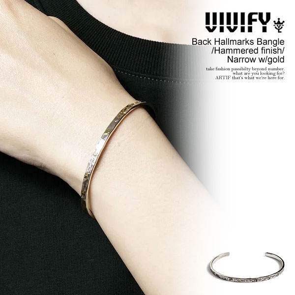 【楽天市場】ビビファイ VIVIFY Back Hallmarks Bangle/Hammered finish/Narrow w/gold vfb-179 メンズ バングル ハンマード ...