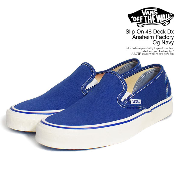 【楽天市場】バンズ VANS Slip-On 48 Deck Dx Anaheim Factory Og Navy vn0005upigv ...